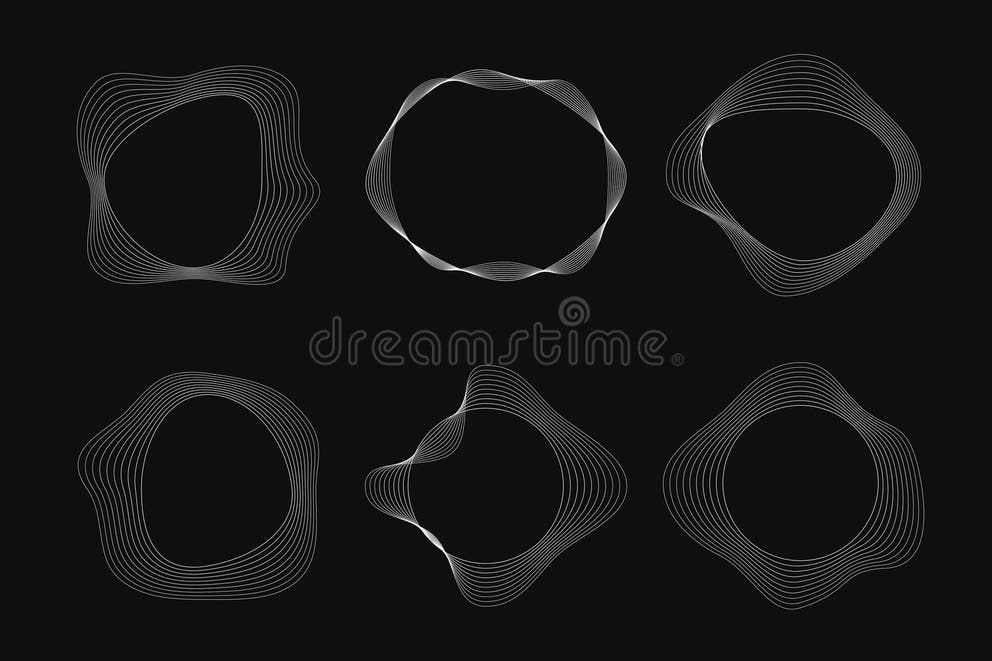 Set of Round Curved Frames with Dynamic Wavy Stripes Stock Illustration ...