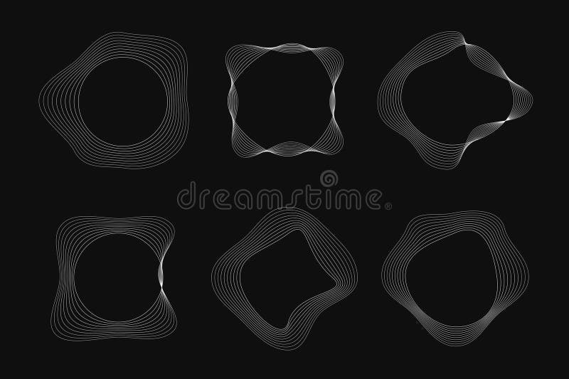 Set of Round Curved Frames with Dynamic Wavy Stripes Stock Illustration ...
