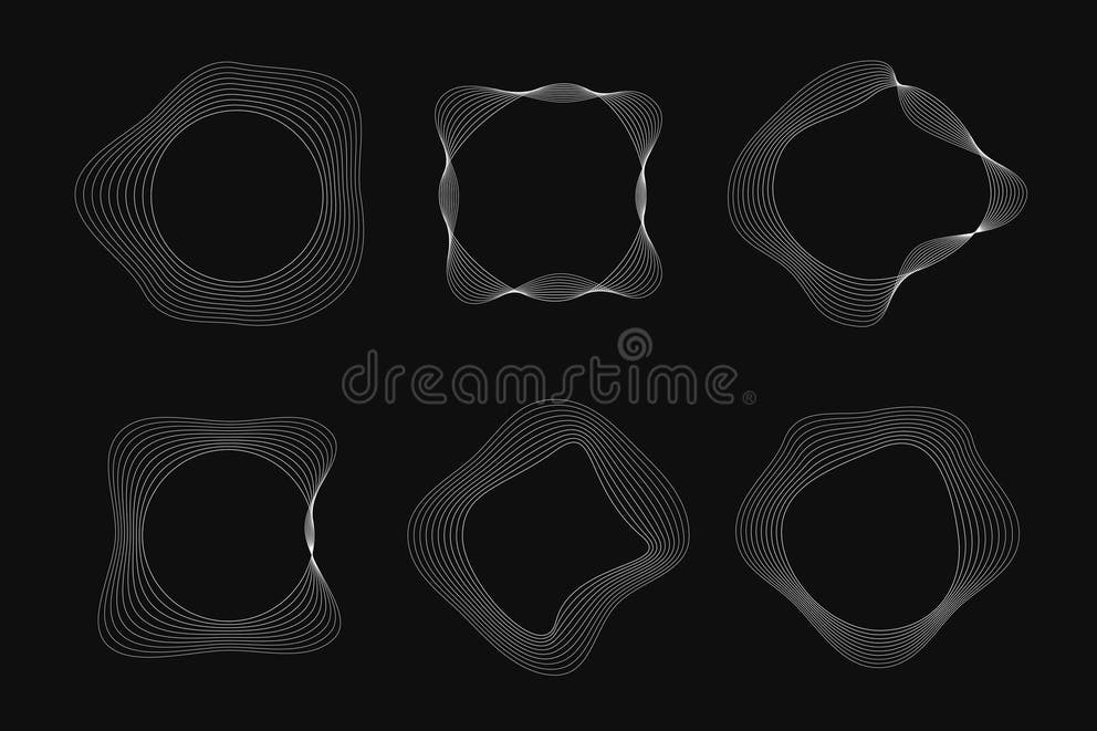 Set of Round Curved Frames with Dynamic Wavy Stripes Stock Illustration ...