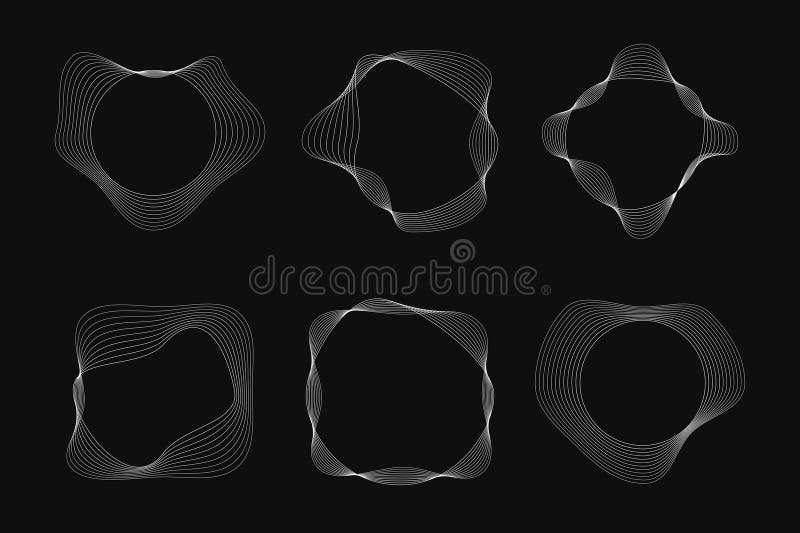 Set of Round Curved Frames with Dynamic Wavy Stripes Stock Illustration ...