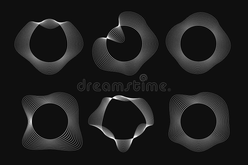 Set of Round Curved Frames with Dynamic Wavy Stripes Stock Illustration ...
