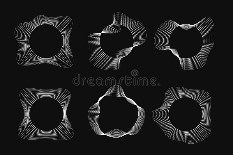Set of Round Curved Frames with Dynamic Wavy Stripes Stock Illustration ...