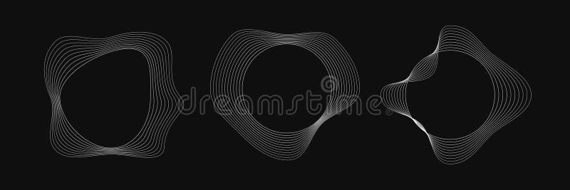 Set of Round Curved Frames with Dynamic Wavy Stripes Stock Vector ...