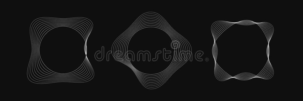 Set of Round Curved Frames with Dynamic Wavy Stripes Stock Vector ...