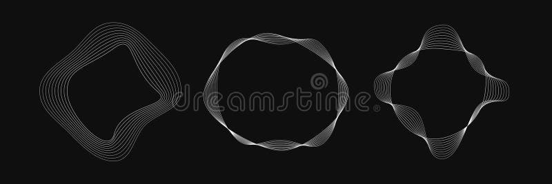 Set of Round Curved Frames with Dynamic Wavy Stripes Stock Illustration ...