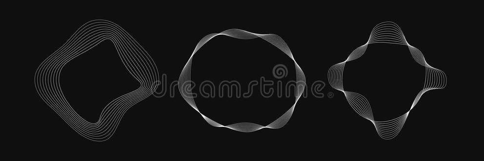 Set of Round Curved Frames with Dynamic Wavy Stripes Stock Illustration ...