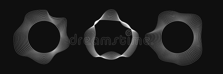 Set of Round Curved Frames with Dynamic Wavy Stripes Stock Illustration ...