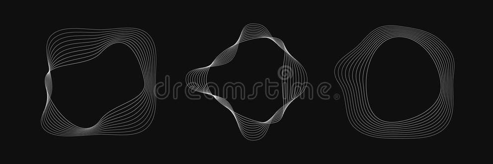 Set of Round Curved Frames with Dynamic Wavy Stripes Stock Illustration ...