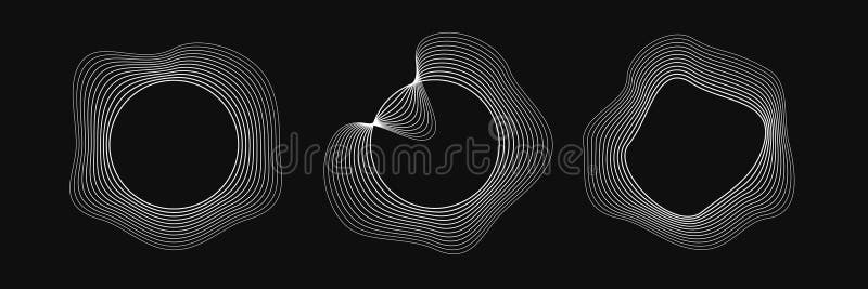 Set of Round Curved Frames with Dynamic Wavy Stripes Stock Illustration ...