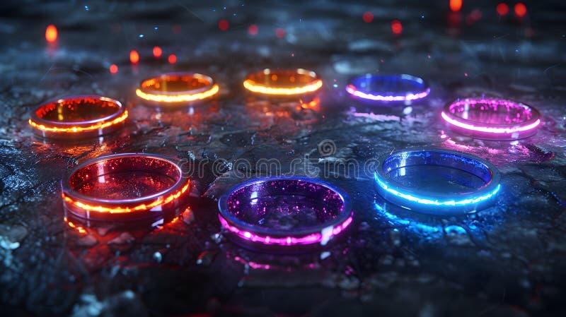 Set of Round Curved Shapes of Neon Colored Circles Stock Photo - Image ...