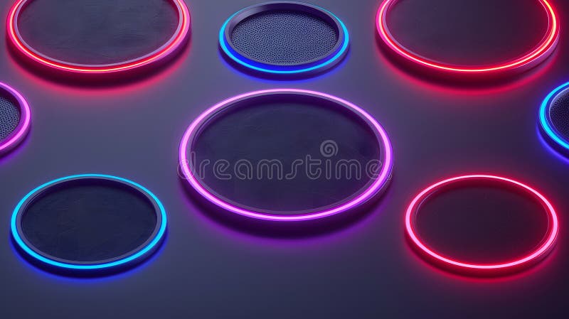 Set of Round Curved Shapes of Neon Colored Circles Stock Image - Image ...