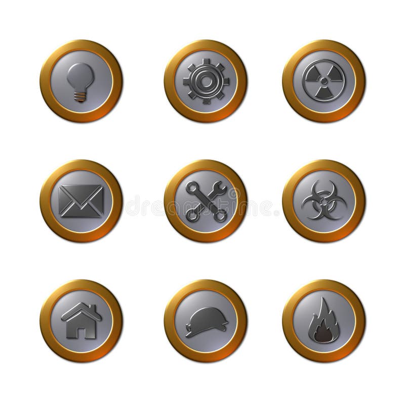 A set of metallic icons stock illustration. Illustration of maintenance ...