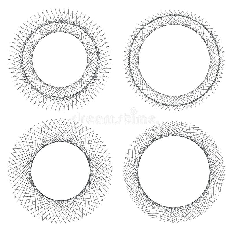 Set of 4 Round Decorative Border Frames. Design Elements for Logos, Web ...