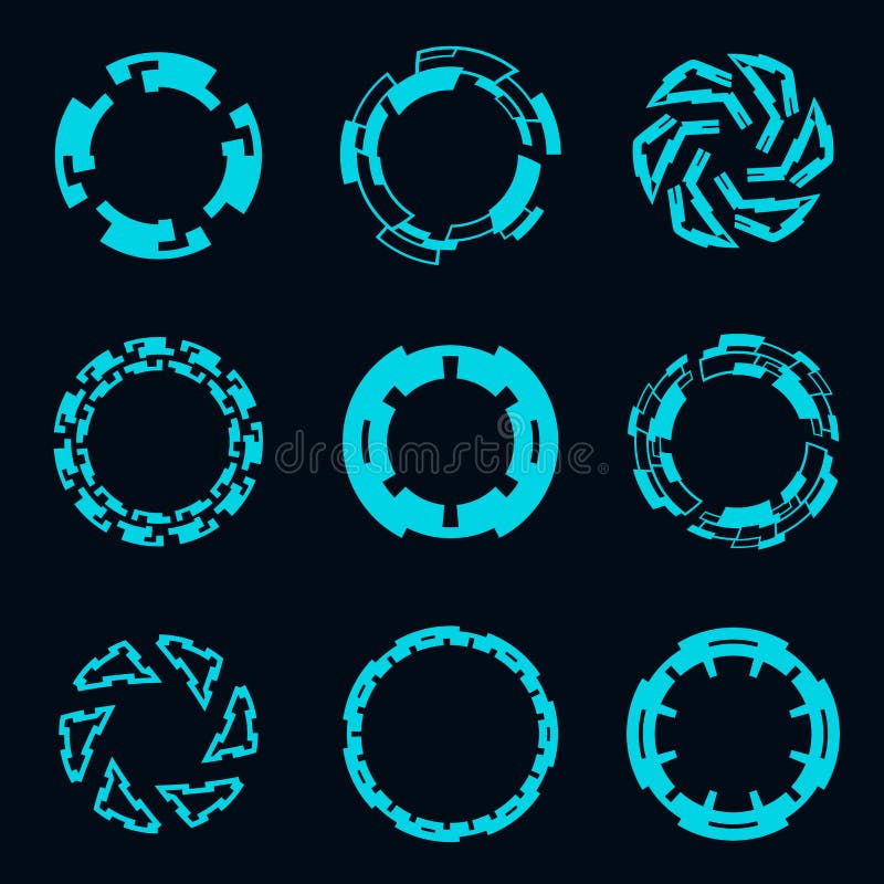 Set of Round Elements for the Futuristic User Interface Stock Vector ...