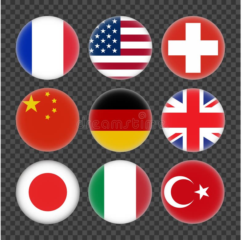 Set of Round Flags World States Stock Illustration - Illustration of ...