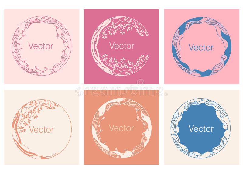 Vector Set of Round Emblems in a Modern Style of Interlaced Lines and ...