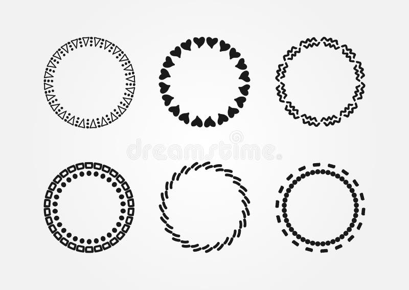 Set of Round Frames Drawn by Hand. Doodle, Sketch Stock Vector ...