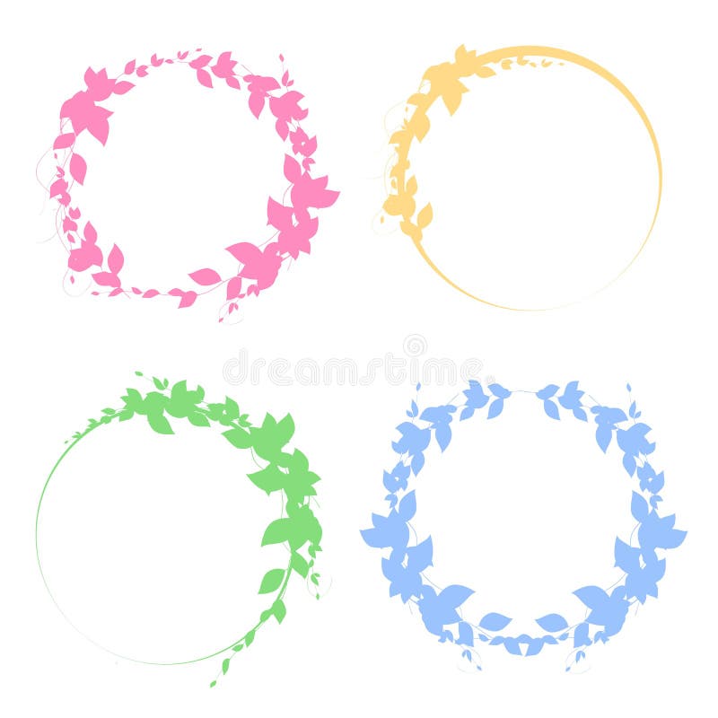 Set of Round Frames. Framework with Leaves. Stock Vector - Illustration ...