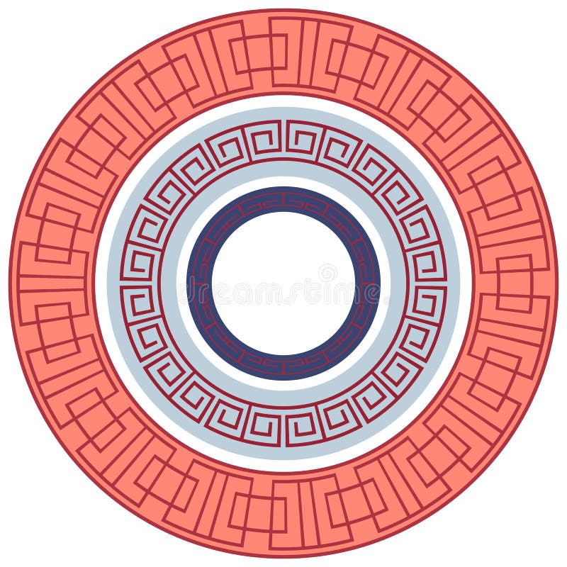 Set of Round Frames with a Greek Pattern. Stock Vector - Illustration ...