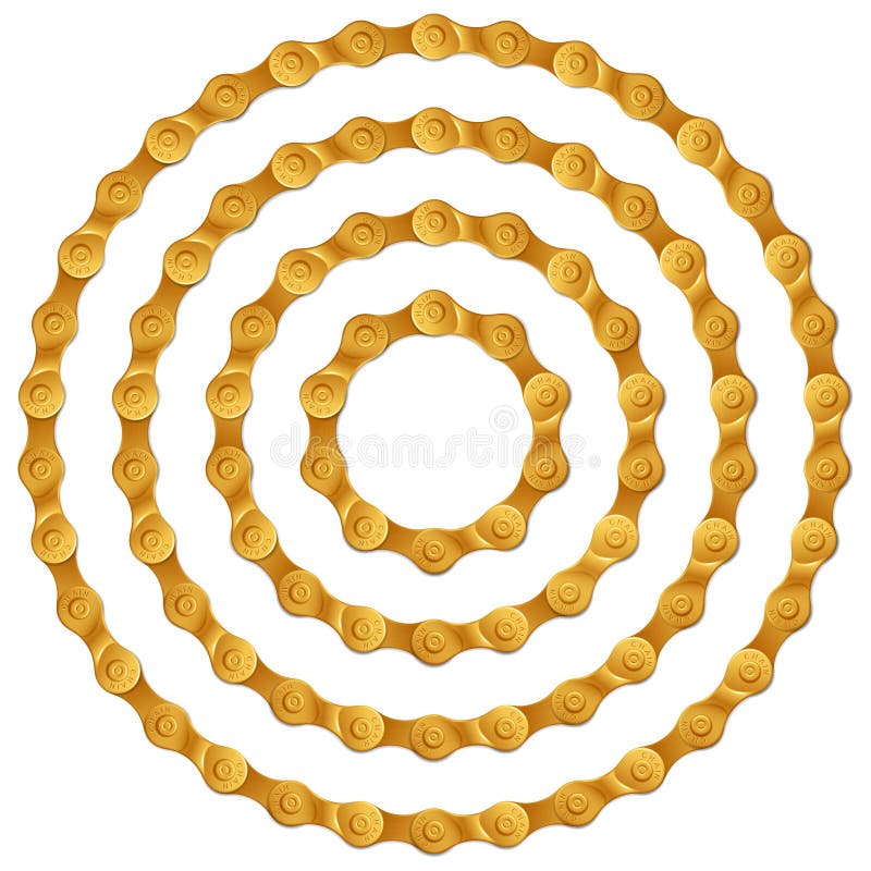 Set of Round Frames Made of Golden Metal Bicycle Chain, Isolated on ...