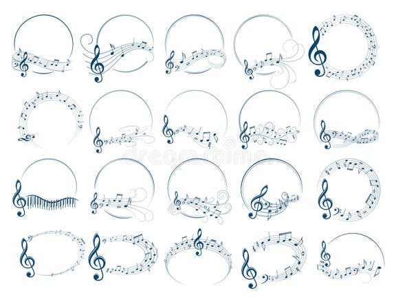 Set of Round Frames with Musical Notes. Stock Vector - Illustration of ...