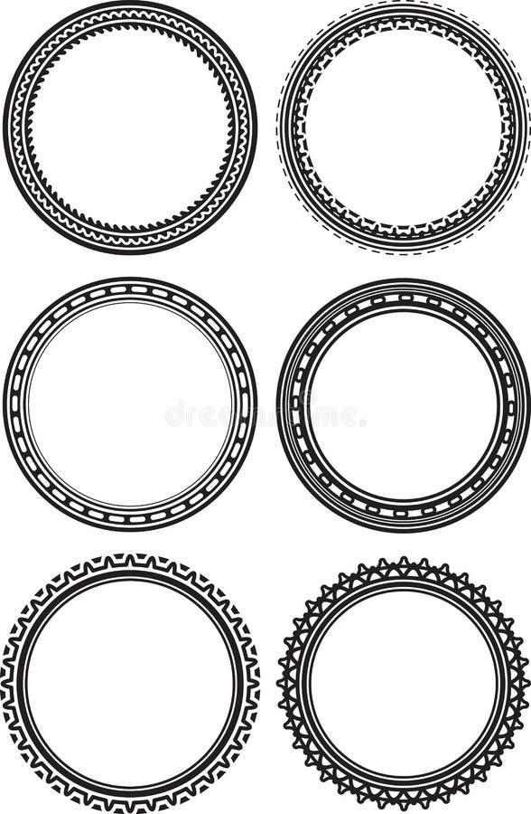 Set of 6 Round Frames or Templates for Rubber Stamps Stock Vector ...