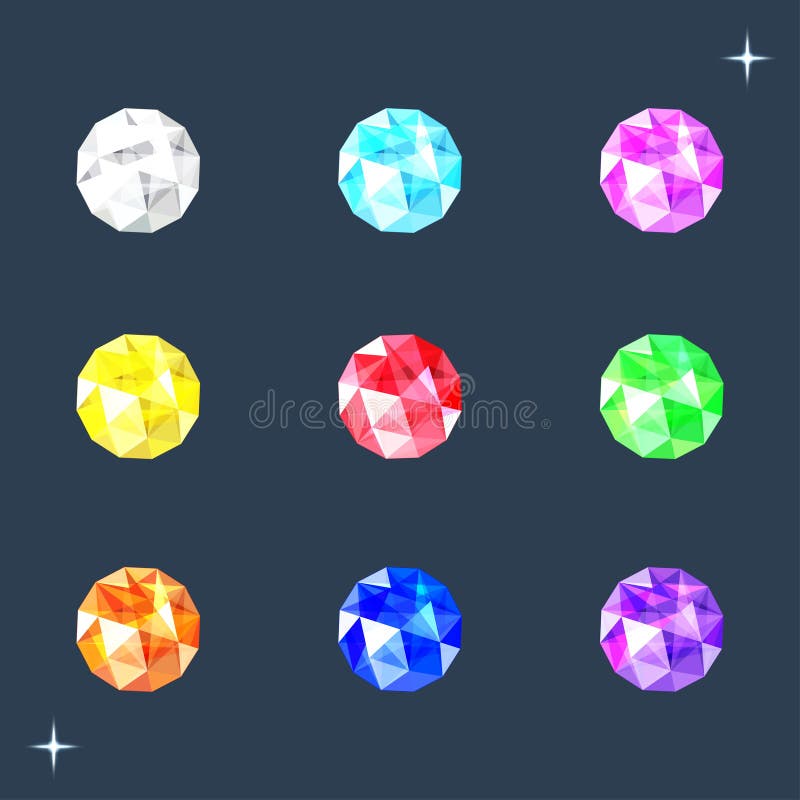 Set of Round Gems Stones of Different Colors Stock Vector ...
