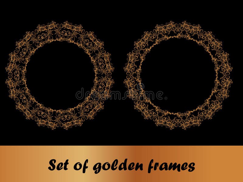 Set of round gold frames stock illustration. Illustration of emblem ...
