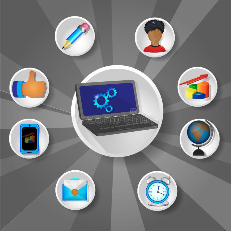 Set of Round Graphic Icons for Design Stock Vector - Illustration of ...