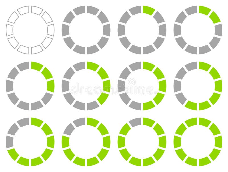 Set of Round Graphic Pie Charts Green and Gray Stock Vector ...