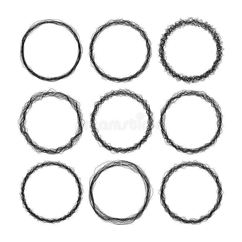 Set of 9 Round Grunge Wire Style Black Vector Frames Stock Vector ...