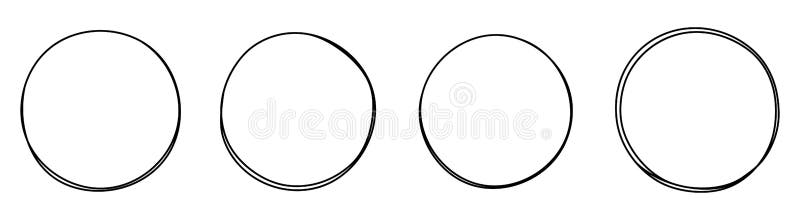Set of Round Hand Drawn Doodle Frames Isolated on White Background ...