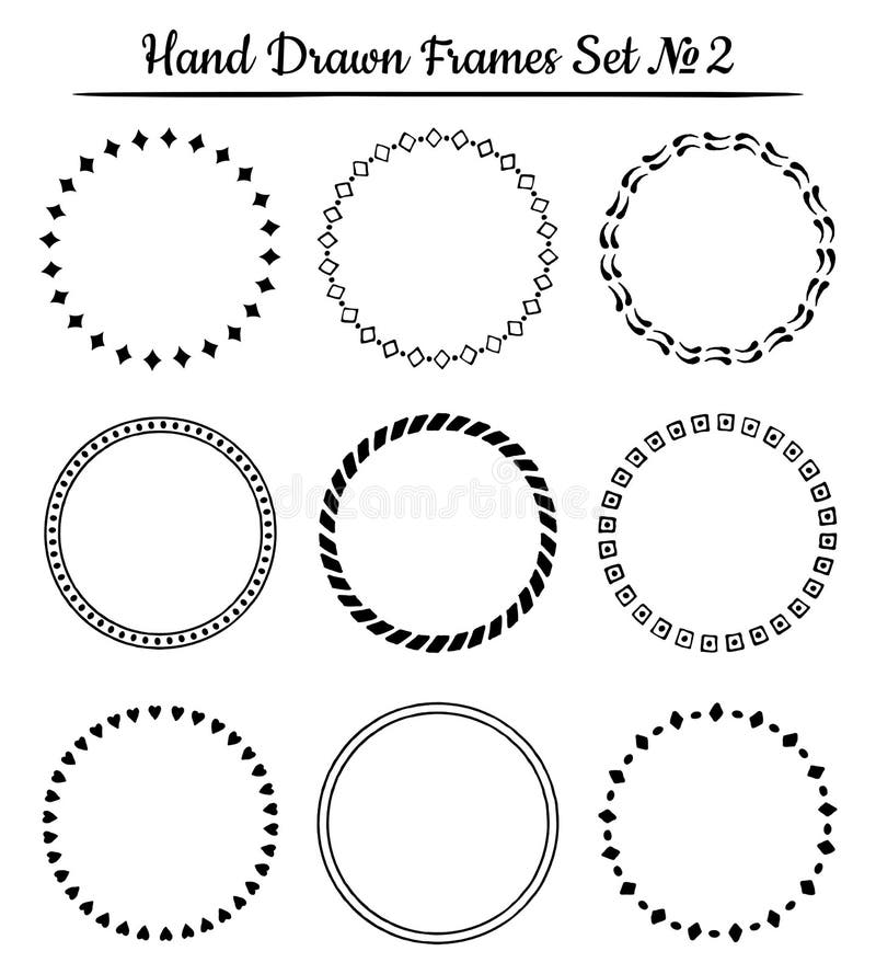A Round Hand-drawn Pattern Background, Monochrome Vector Illustration ...