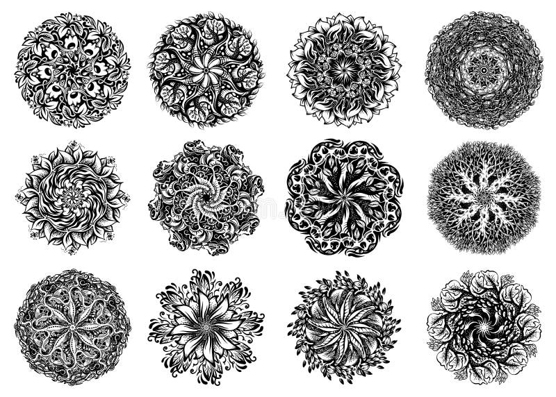 A Set of Round Hand-drawn Patterns, Vector Stock Vector - Illustration ...