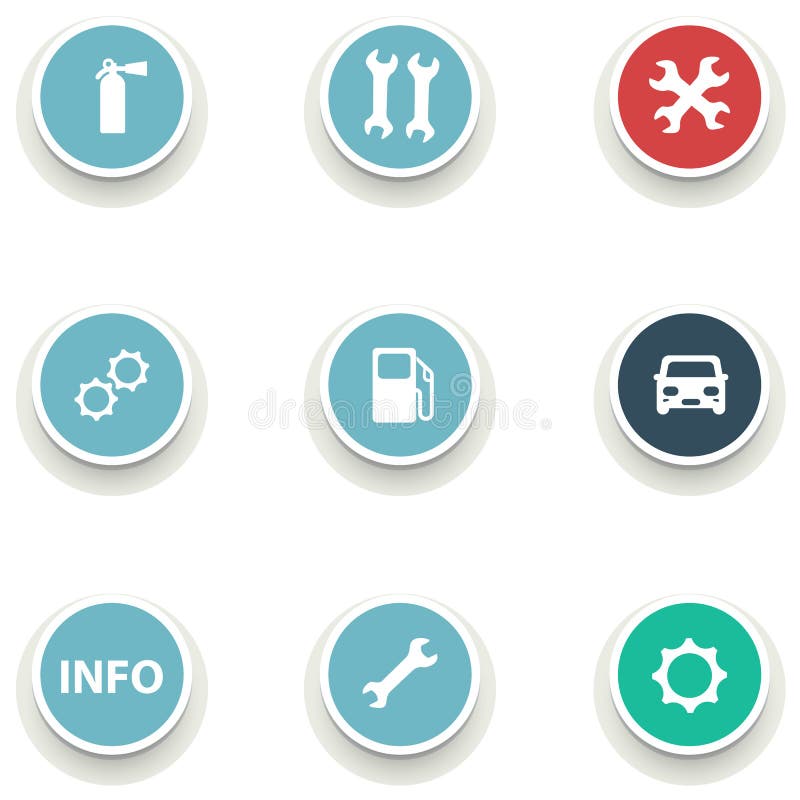 Set of Round Icons for Car Service Stock Vector - Illustration of ...