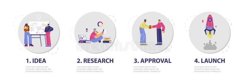 Set of Round Icons about Start Up Flat Style, Vector Illustration Stock ...