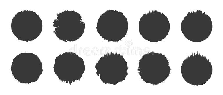 Set of Round Ink Splatter Frames, Vector Grunge Paint Brushes in Circle ...