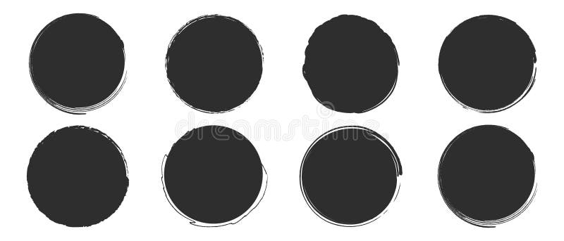 Set of Round Ink Splatter Frames, Vector Grunge Paint Brushes in Circle ...