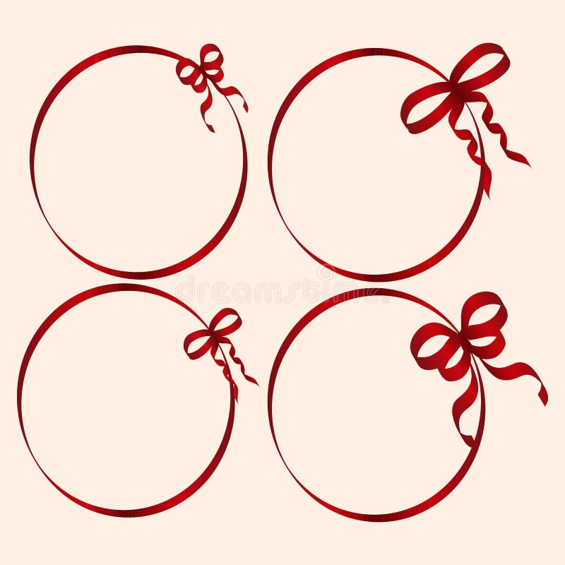 A Set of Round Isolated Frames Decorated with Bows Stock Vector ...