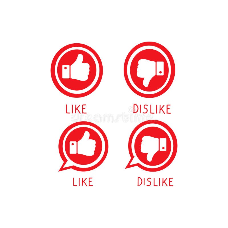 Set of Round Love, Like and Dislike Button Vector Stock Vector ...