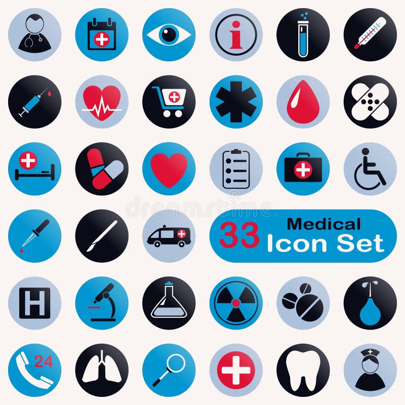 Set of round medical icons stock vector. Illustration of natural - 47860269
