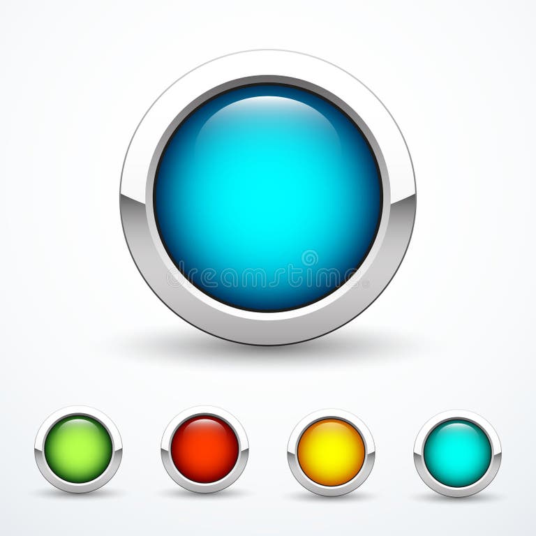 Set of Round Metal Buttons. Vector Illustration Stock Vector ...