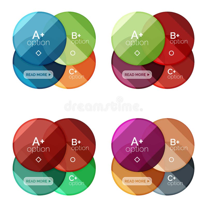 Set of Round Option Diagram Template for Your Data or Options Stock ...