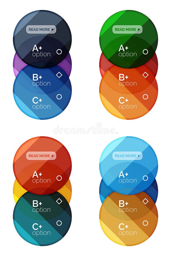 Set of Round Option Diagram Template for Your Data or Options Stock ...