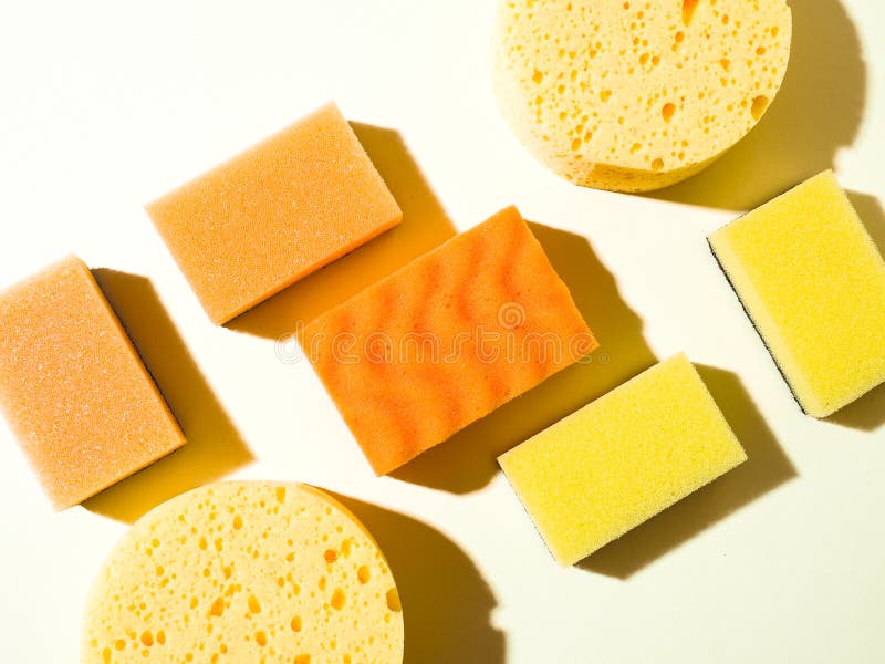Set of Round and Rectangular Foam Rubber Sponges. Abstract Geometric ...