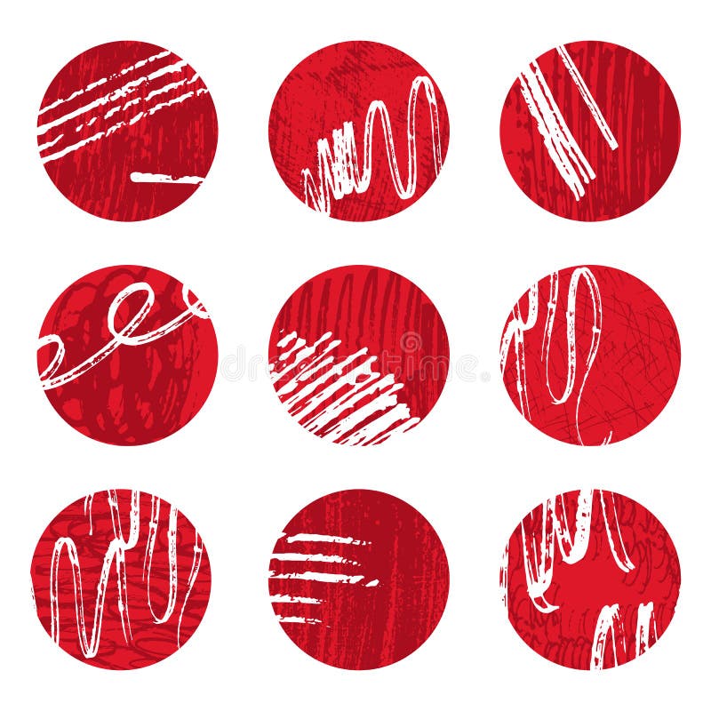 Set of Round Red Badges. Grunge Texture. Elements for Design. Vector ...