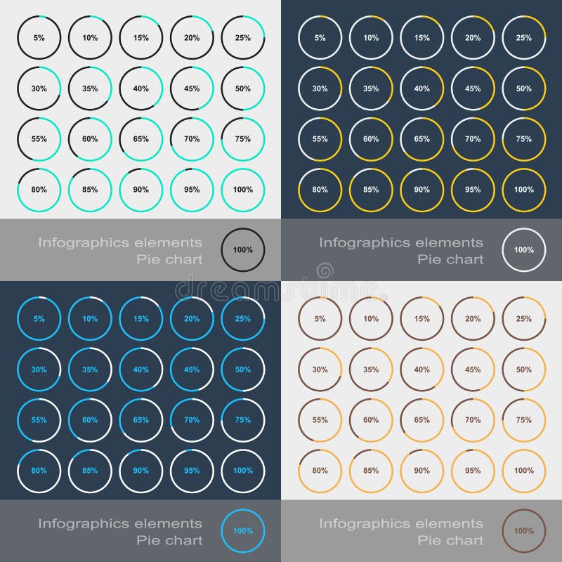 Set of the Round Segmented Charts in Flat Style Stock Vector ...