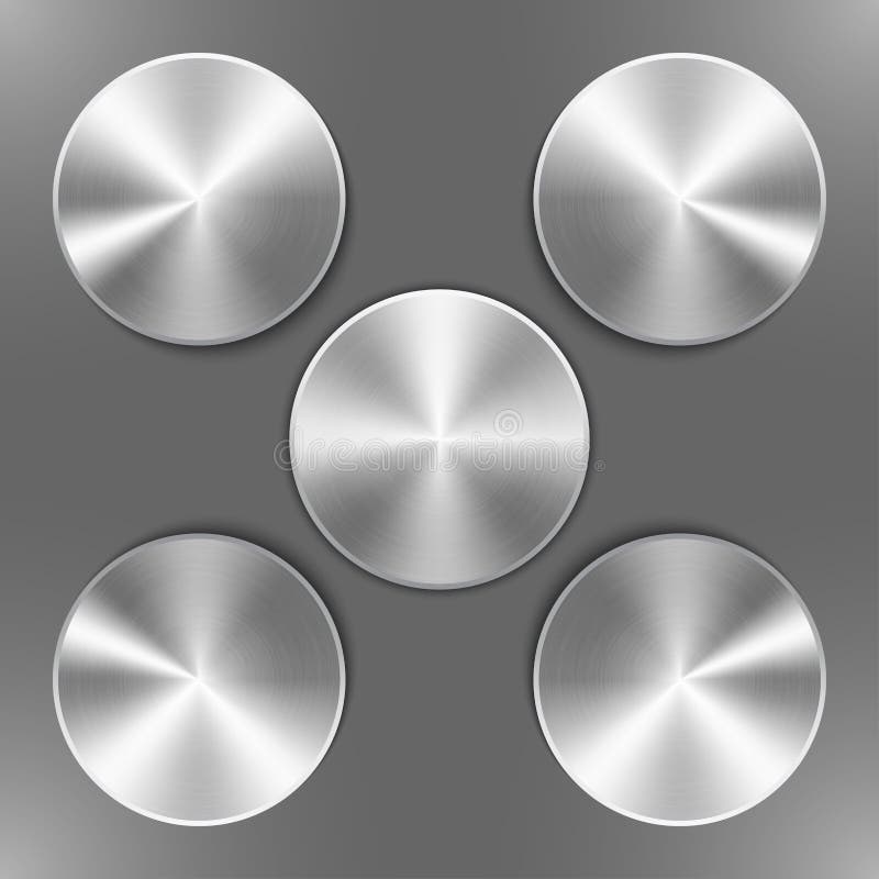 Set of round silver disks stock vector. Illustration of button - 89075476