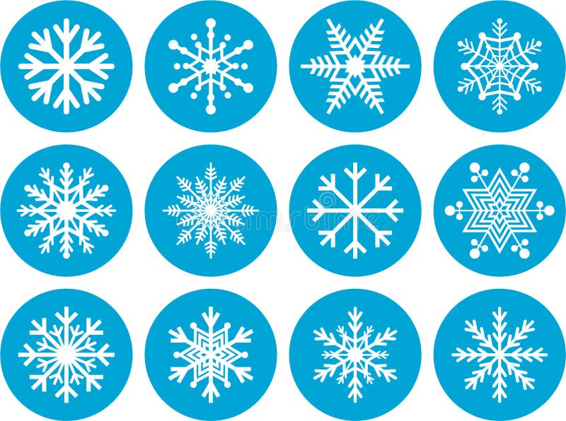 Set of Round Snowflake Icons Stock Vector - Illustration of assortment ...