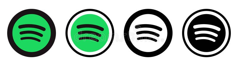 Set of Round Spotify Mobile App Icons, Isolated on Transparent ...